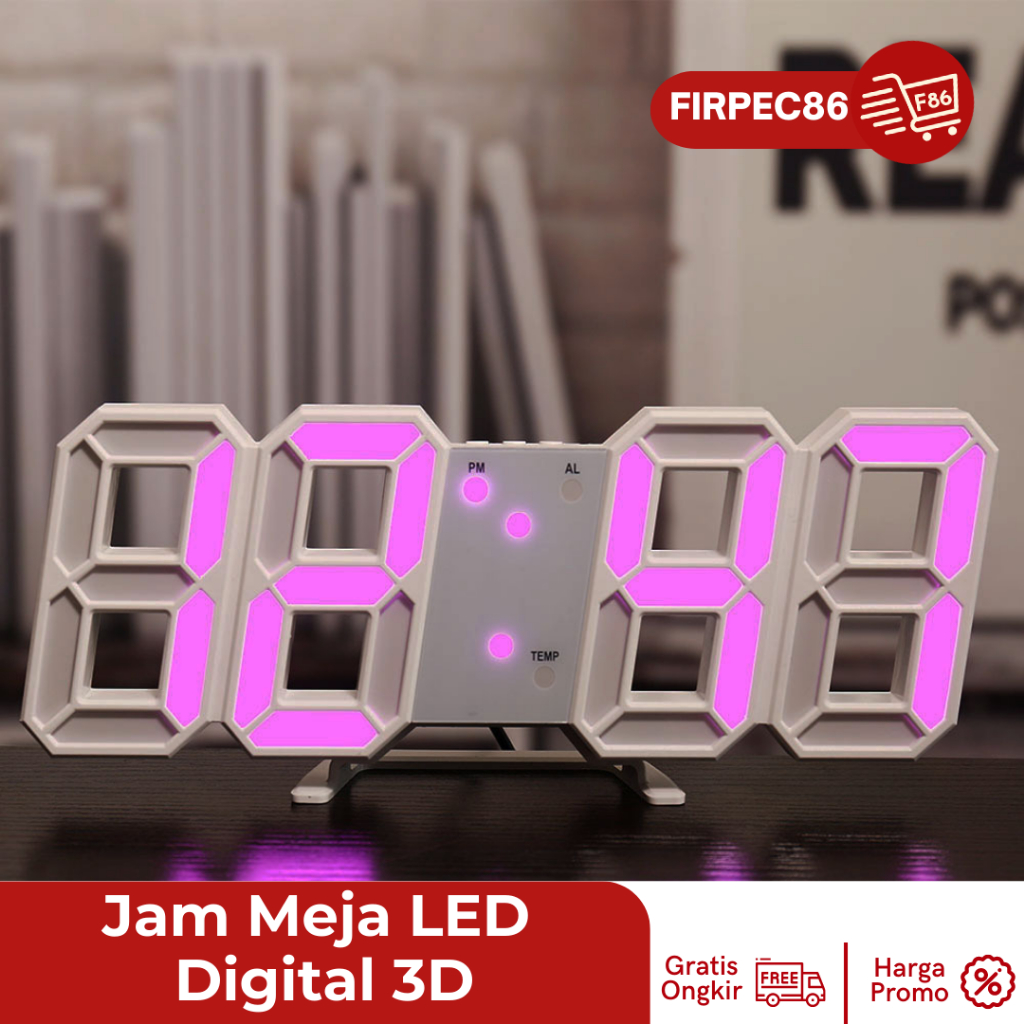 Jual Jam Meja LED dan Jam Dinding Digital Led 3D Clock Meja Alarm ...
