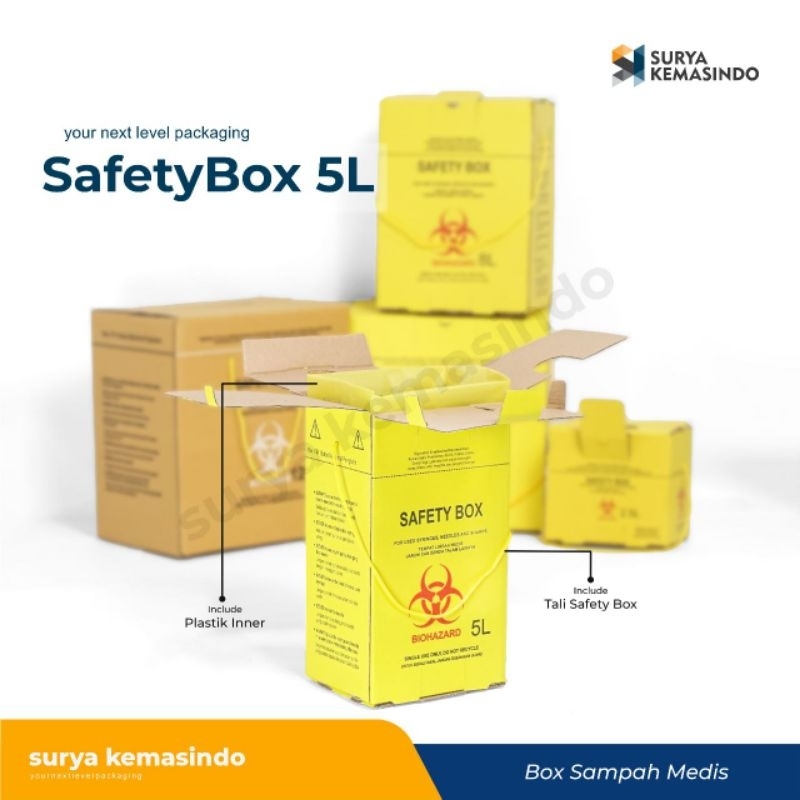 Jual SAFETY BOX 5 Liter Sampah Medis/Safetybox/Alkes/BioHazard/Kardus ...
