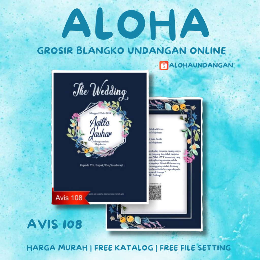 Jual BLANGKO UNDANGAN NIKAH MURAH AVIS 108 | Aloha Undangan | Shopee ...