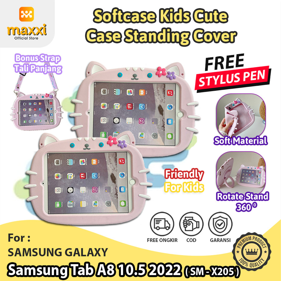 Jual Samsung Tab A8 10.5 inch 2022 X205 X200 Soft Case Cute Flower Cat ...