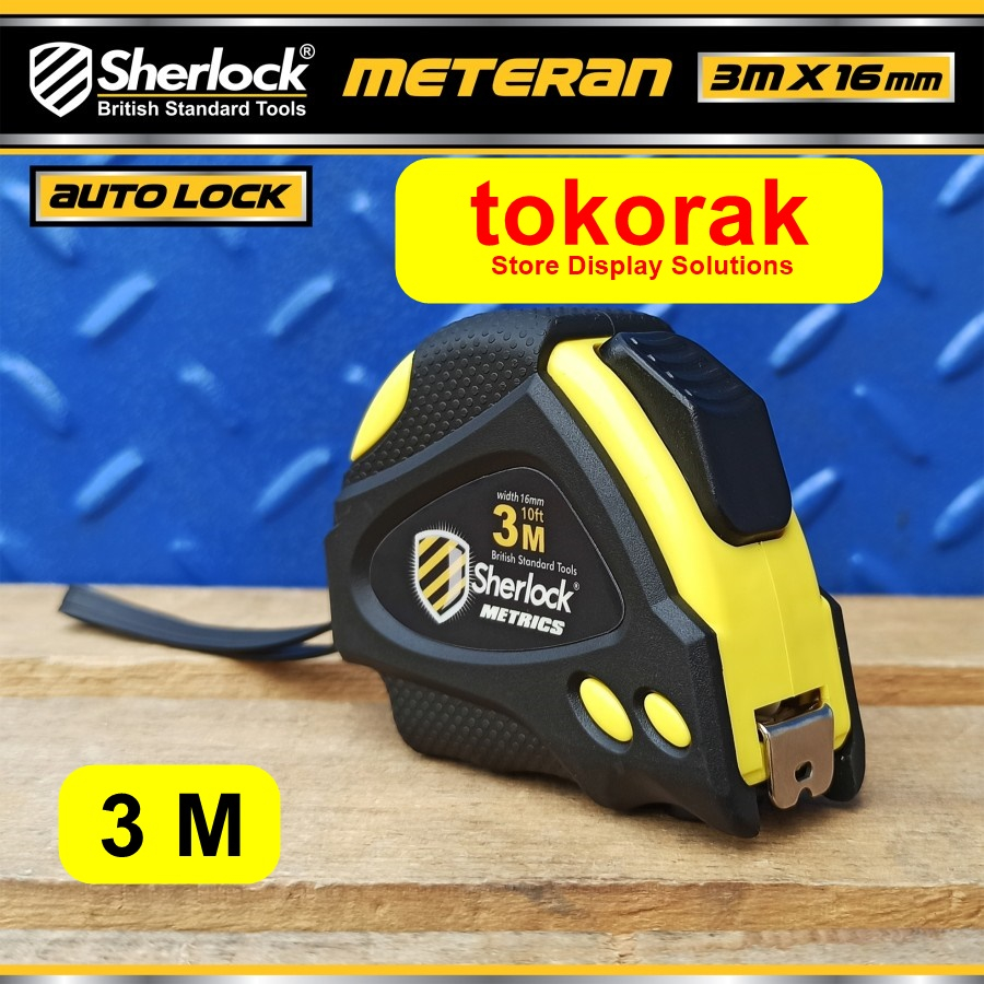 Jual METERAN ROLL 3M X 16MM SHERLOCK - AUTO LOCK METRICS METERAN GULUNG | Shopee Indonesia