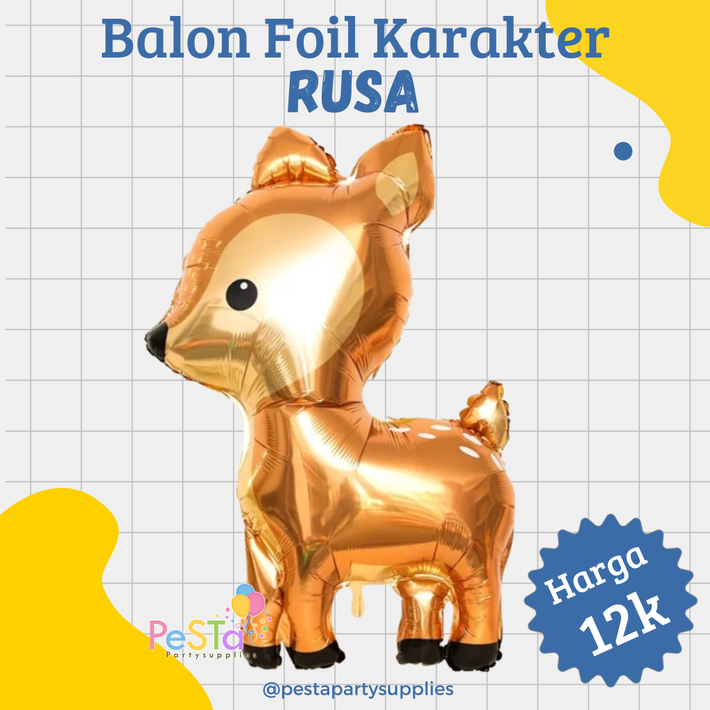 Jual Balon Foil Tema Hewan Karakter Rusa - Kancil/Deer Balloon_PeSTa ...
