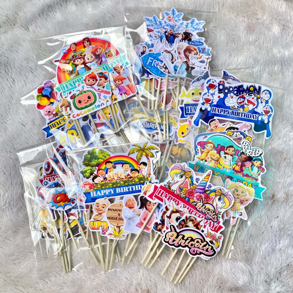 Jual Toper Karakter Cake Topper Murah Hiasan Kue Ulang Tahun Full Stick ...