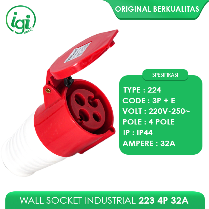 Jual SOCKET MOBILE MOUNTING 4 PIN 32A SOKET PLUG STOP KONTAK INDUSTRI ...