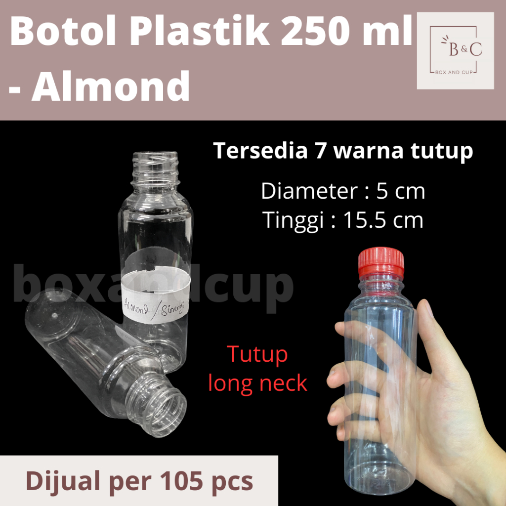 Jual [1 BAL] Botol Minuman Plastik 250 ml Almond / Kale / Lemon Kotak ...