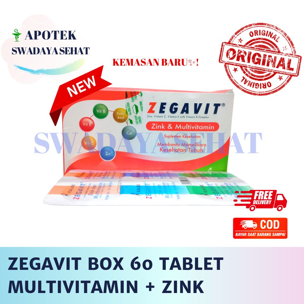 Jual ZEGAVIT BOX 60 Tablet Kemasan Terbaru - Multivitamin dan Zink ...