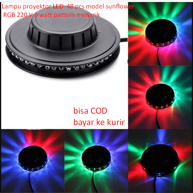 Jual Lampu proyektor LED 48 pcs model sunflower RGB 220 V 8 watt ...
