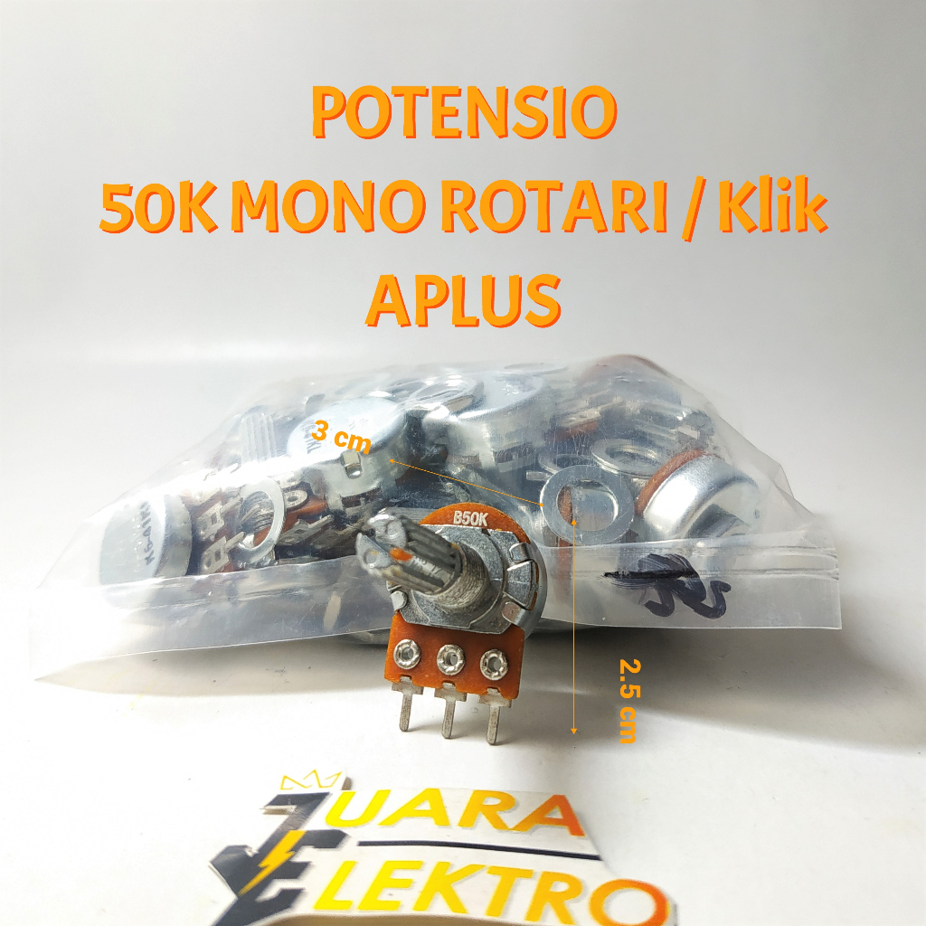 Jual Potensio 50K Mono Rotari / Klik Aplus | Potensiometer Mono 50K ...