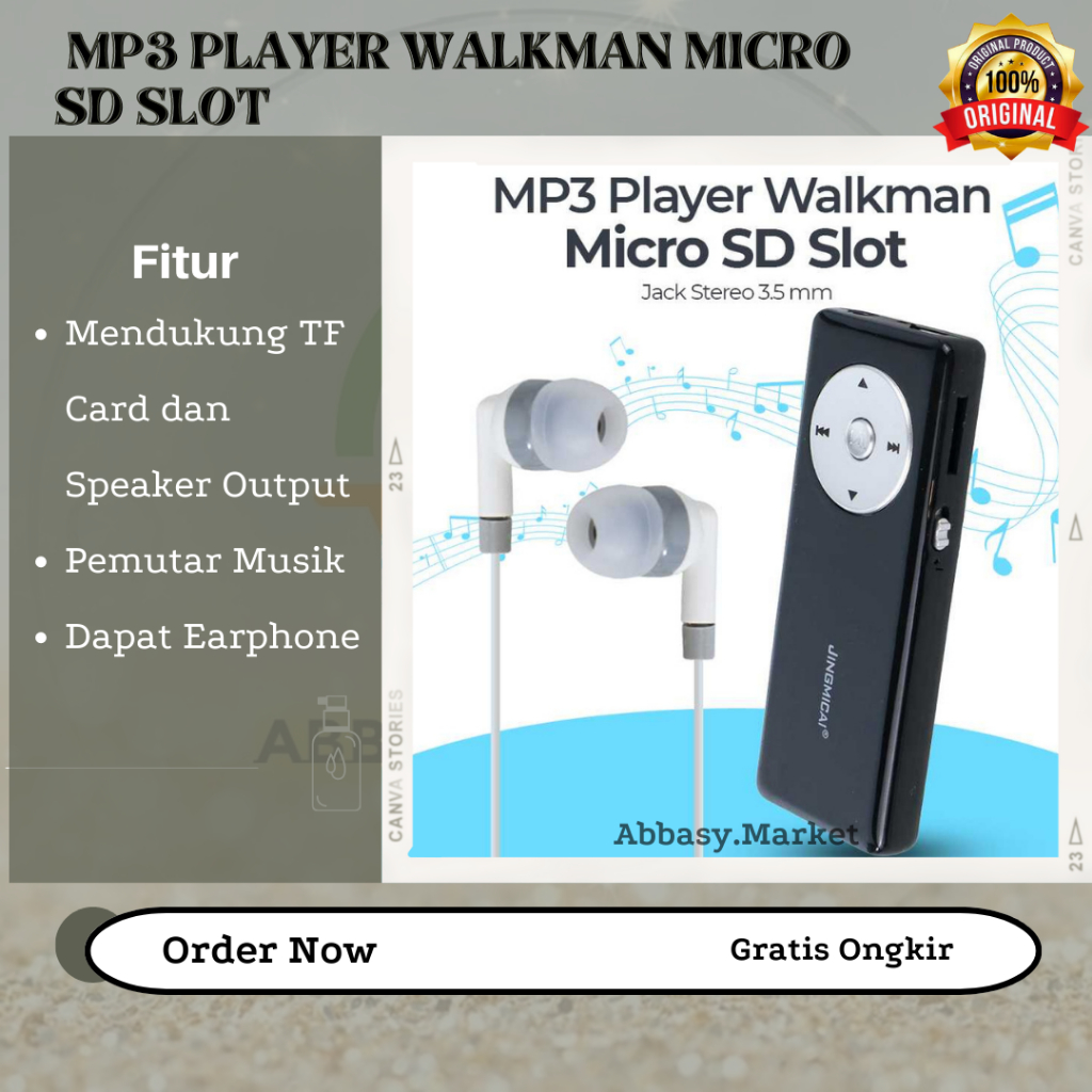 Jual MP3 Player Pemutar Musik JINGMICAI Walkman Micro SD Slot Free ...