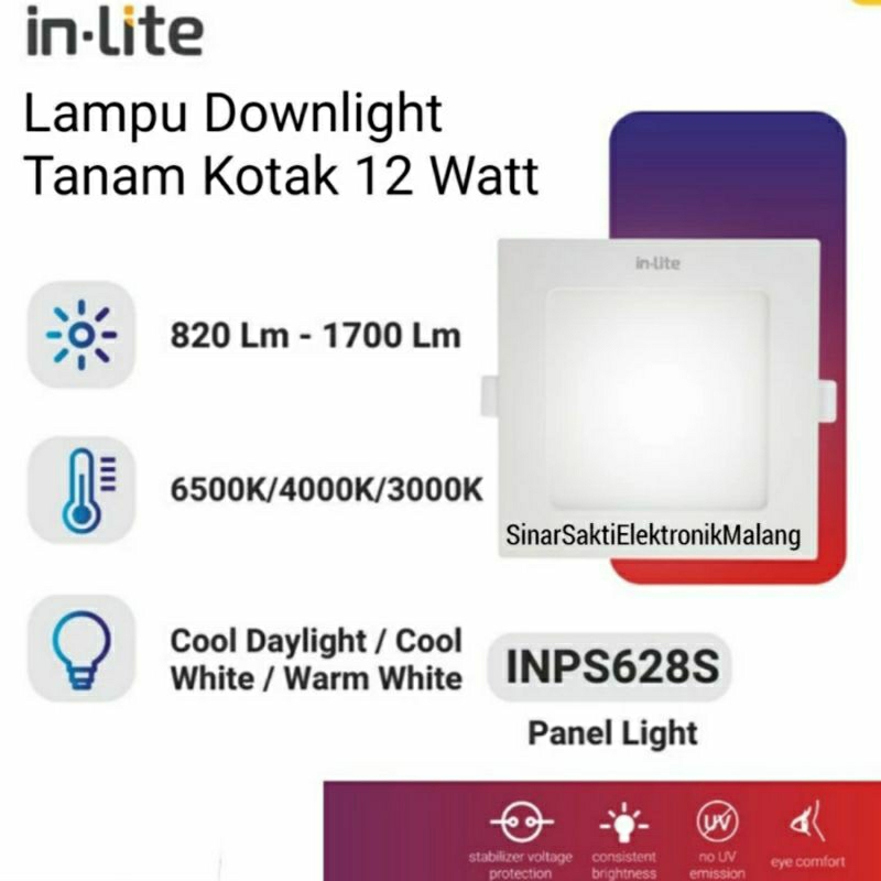 Jual Inlite Lampu Downlight LED 12 Watt Tanam IB Inbow Panel Kotak 12w ...