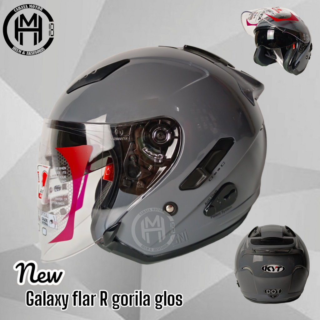 Jual HELM KYT GALAXY FLAT R SOLID GORILA GREY GLOSY|HALF FACE | Shopee ...