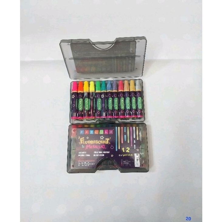 Jual Crayon merk pascola tipe florencent metalik isi 12 pcs | Shopee ...