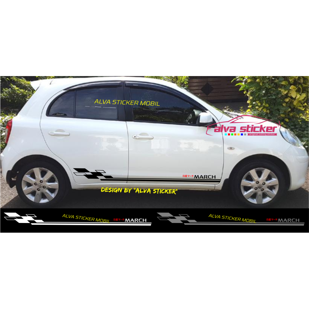 Jual sticker stiker march stiker march list stripe body mobil nissan ...