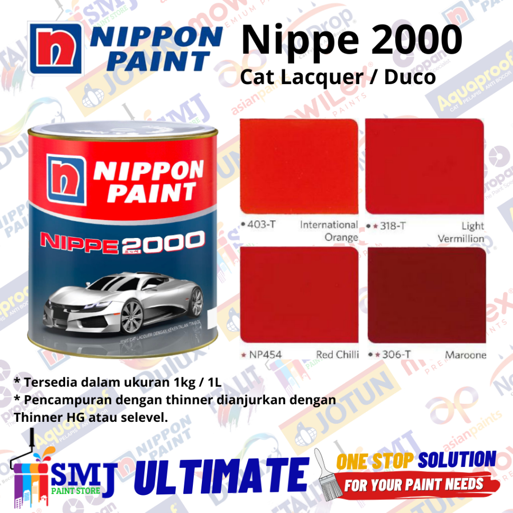 Jual Cat Duco Mobil, Besi dan Kayu NIPPON PAINT Nippe 2000 Warna Merah 1L / 1kg | Shopee Indonesia