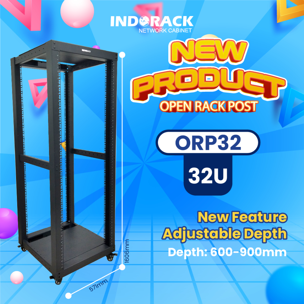 Jual OPEN RACK POST 32U ADJUSTABLE DEPTH 600 - 900MM INDORACK ORP32 ...