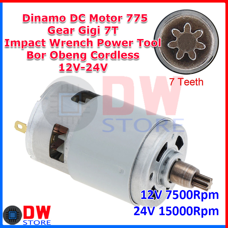 Jual Dinamo DC Motor RS-775 775 Gear Gigi 7 7T Impact Wrench Bor Drill ...