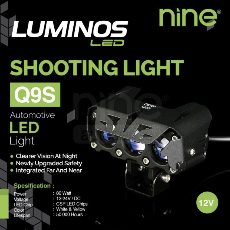 Jual LAMPU LED SOROT 3 MATA BLUE LENS NINE LUMINOSLED Q9S DAN Q9 PRO 3 ...