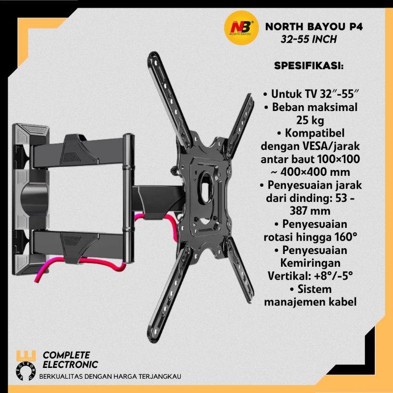 Jual Bracket Briket Braket Swivel 32 40 43 50 55 Universal TV Original ...