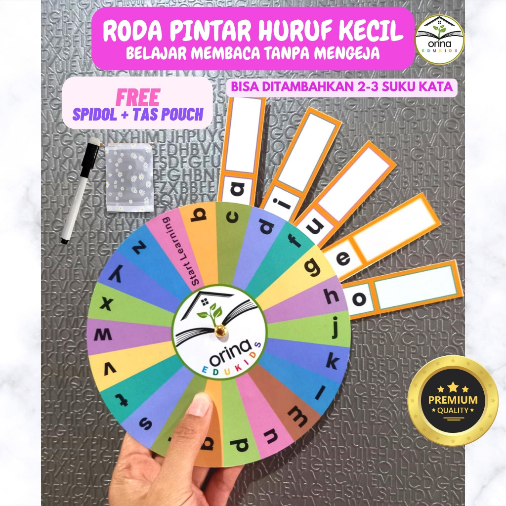 Jual ORINAEDUKIDS Roda Putar Huruf Kecil Wipe Clean Media Belajar ...