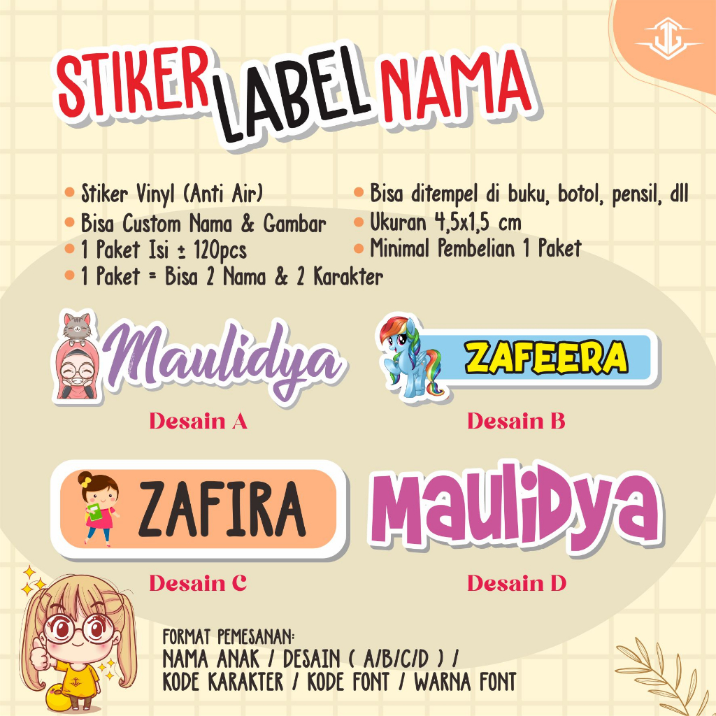 Jual STIKER LABEL NAMA CUSTOM ANTI AIR | Shopee Indonesia