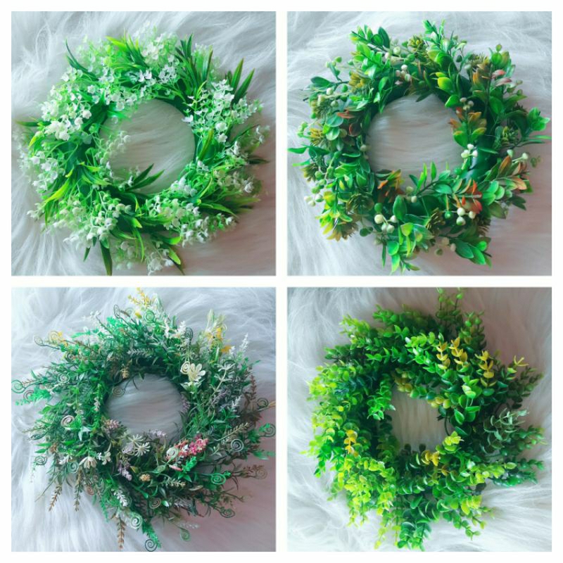 Jual Flower Wreath Tanaman Hias Bulat Plastik Daun Rumput Imitasi ...