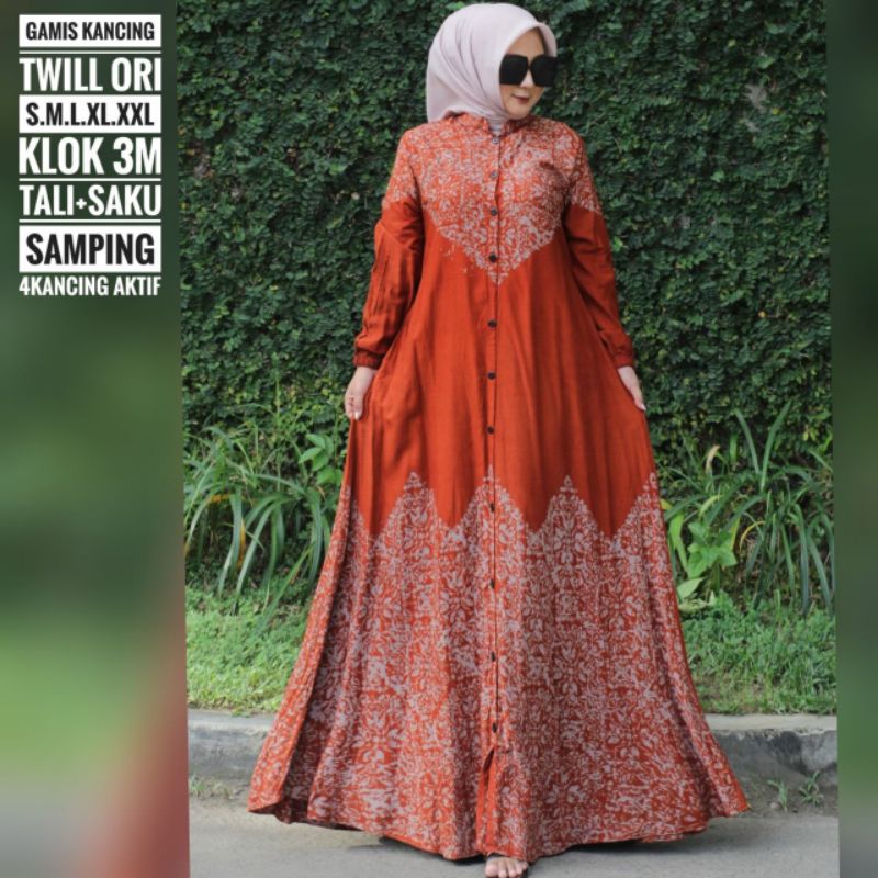 Jual Gamis twill slim terbaru new motif / gamis twill cap malam batik ...