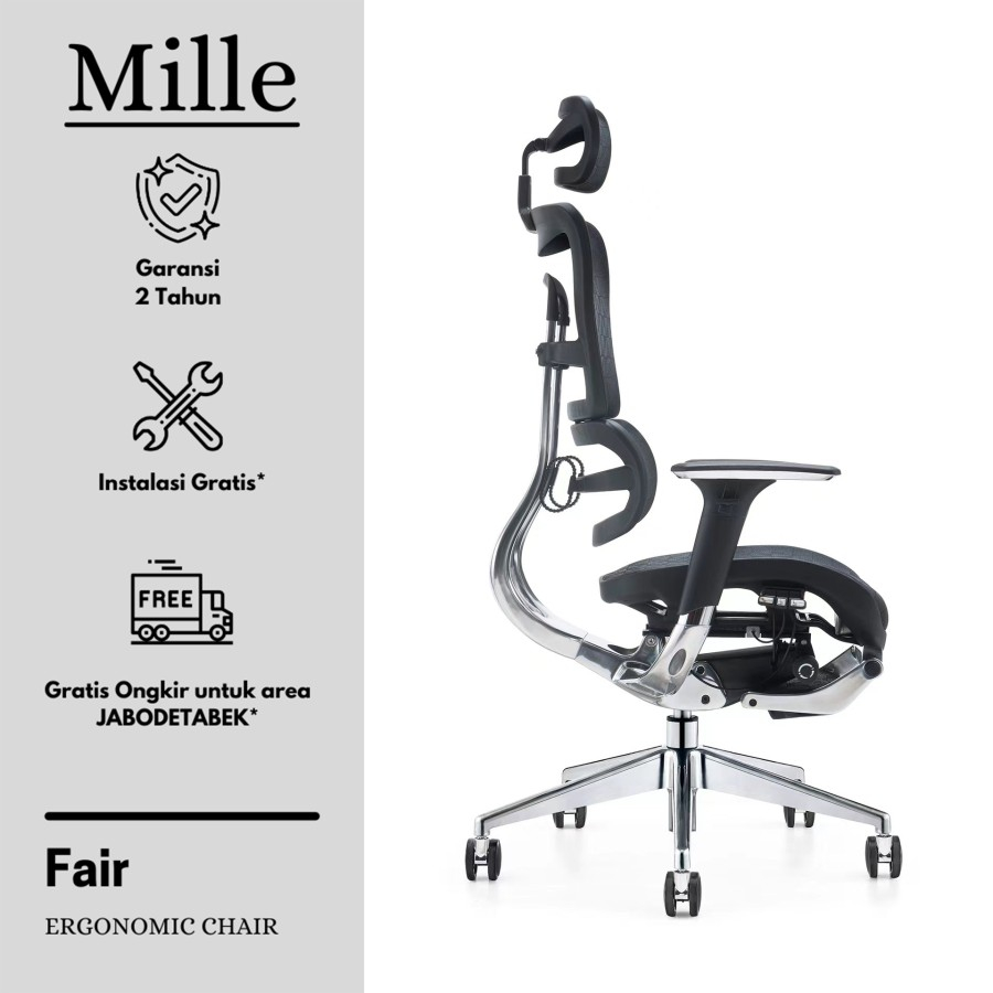 Jual Kursi Kantor Ergonomic | Fair | Mille Office Chair | Shopee Indonesia