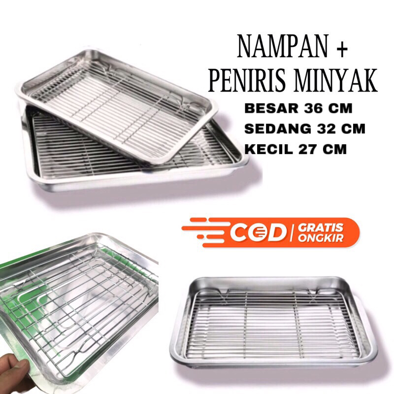 Jual Cooling Rak Dan Wadah Peniris Makanan Gorengan Minyak Bahan ...