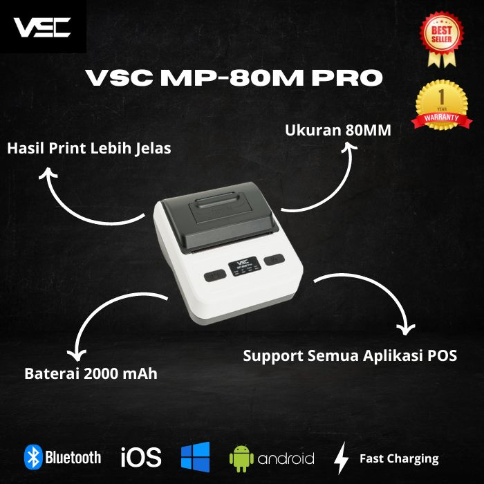 Jual PRINTER 80MM PORTABLE THERMAL KASIR 80MM VSC MP-80M PRO - BLUETOOTH | Shopee Indonesia