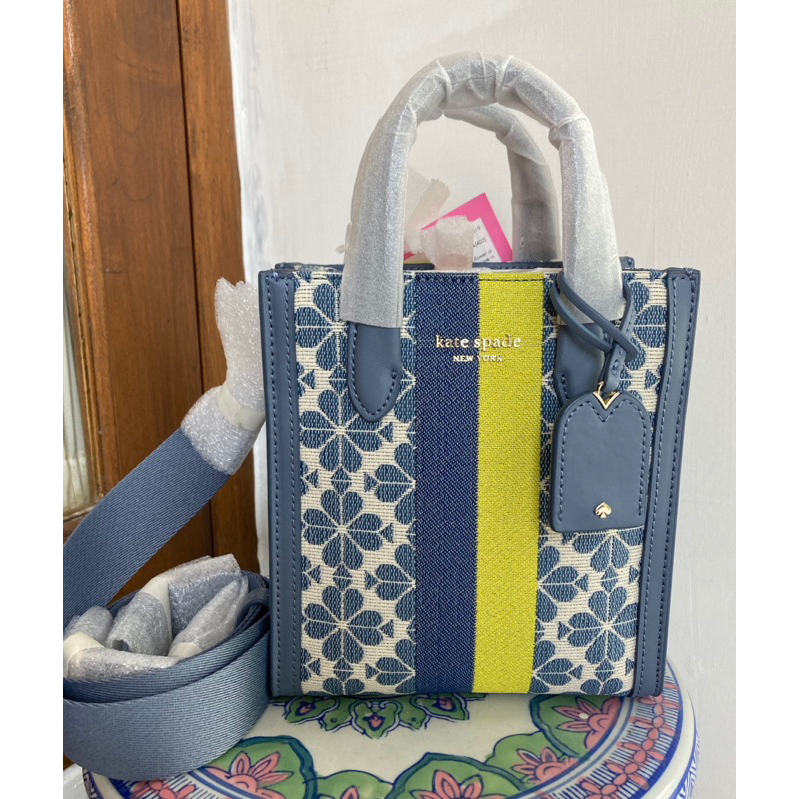 Jual Tas Kate Spade Flower Jacquard Stripe Manhattan Mini Tote ...