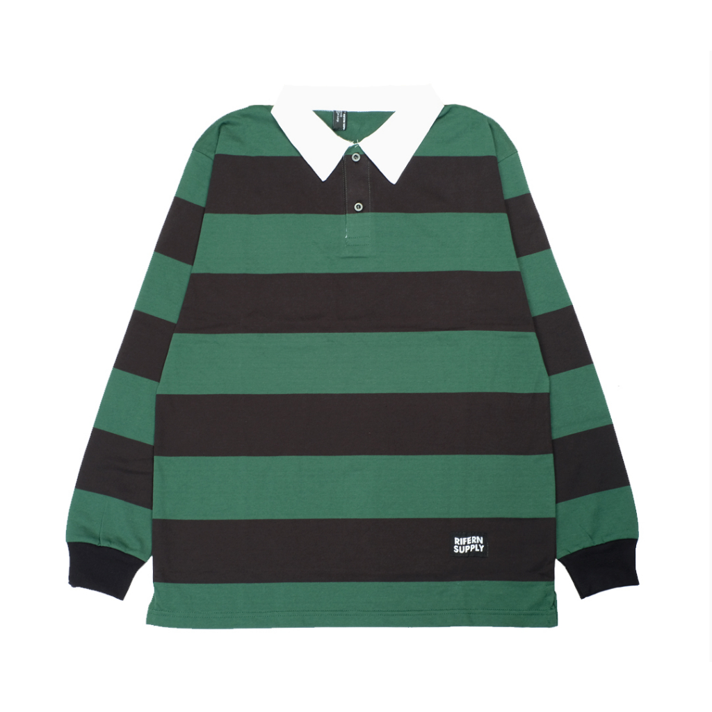 Jual Rifern Rugby Wide Striped Black Green | Rugby Salur | Shopee Indonesia