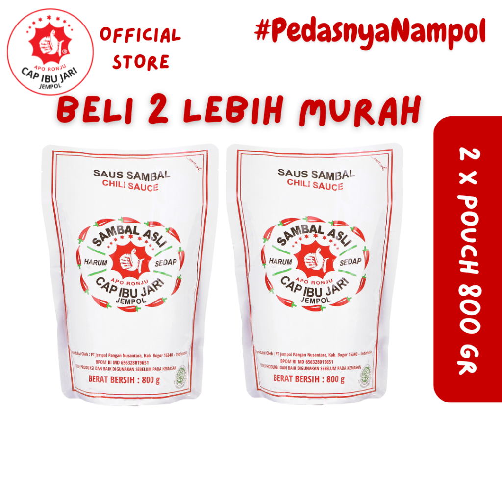 Jual Sambal Asli Cap Ibu Jari Jempol Refill Pouch 800gr x 2pcs | Shopee ...