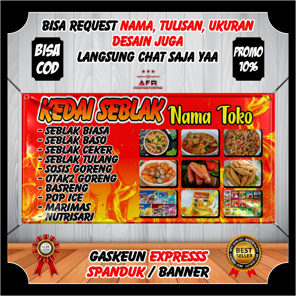 Jual Banner Seblak Prasmanan Viral, Banner Jualan Seblak , Spanduk ...
