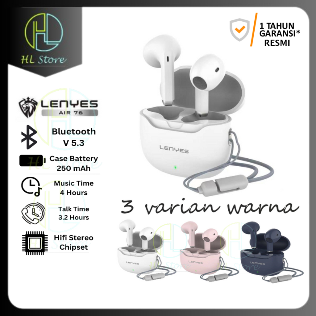 Jual Lenyes AIR 76 Wireless Earbuds TWS Bluetooth 5.3 Hifi Stereo Smart ...