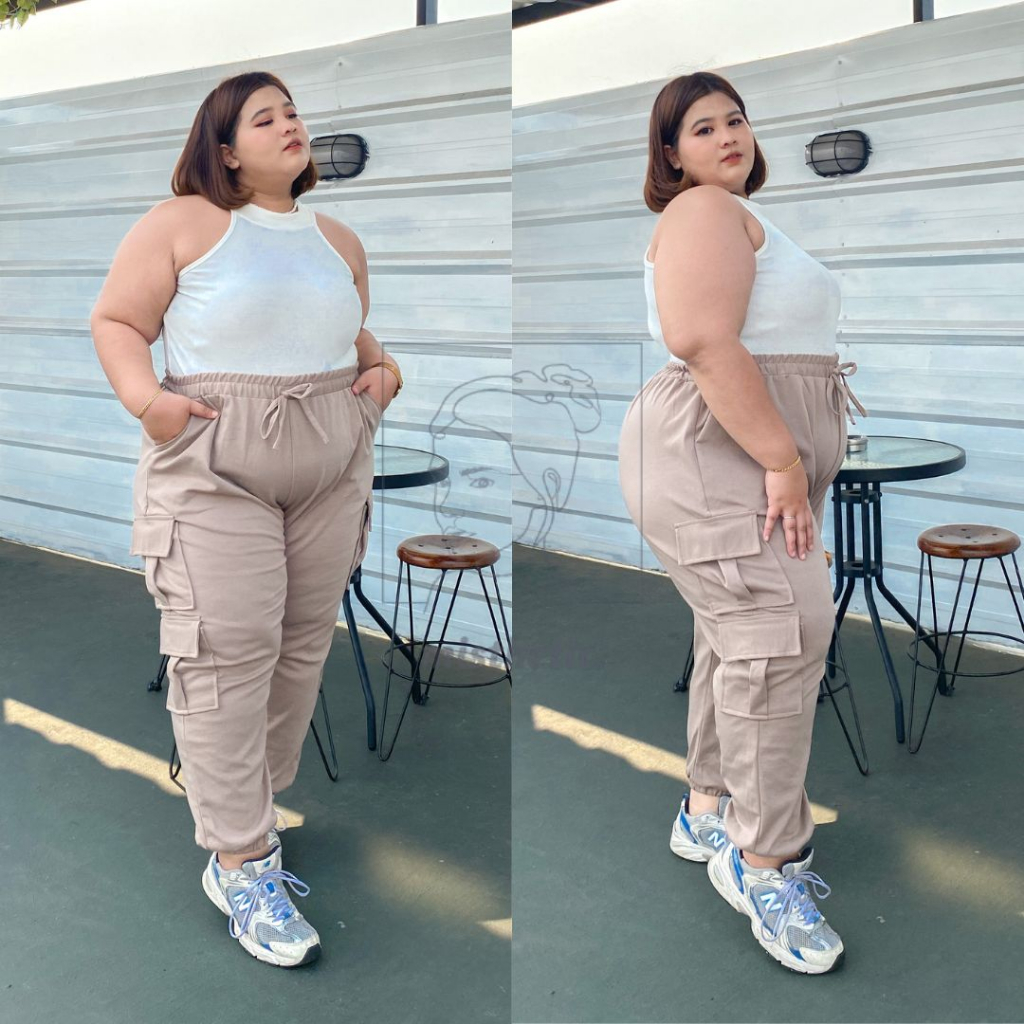 Jual Layla Cargo Pants - Jogger Highwaist Super Jumbo - Big Size | BB 85 - 130++ | Celana Joger ...