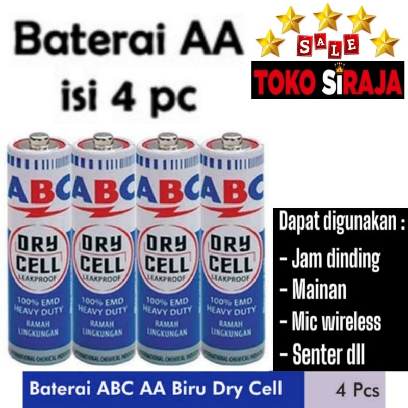 Jual BATERAI ABC AA 1 PACK 4 PC / BATU BATREY JAM DINDING / BATTERY ABC ...