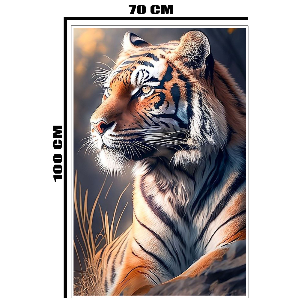 Jual Poster cetak uk jumbo 70 x 100 cm bahan flexi motiv gambar harimau ...