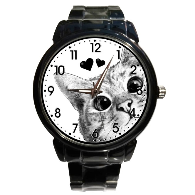 Jual Jam Tangan Pria Keren Stainless New Logo Custom Cat Kucing Lucu ...
