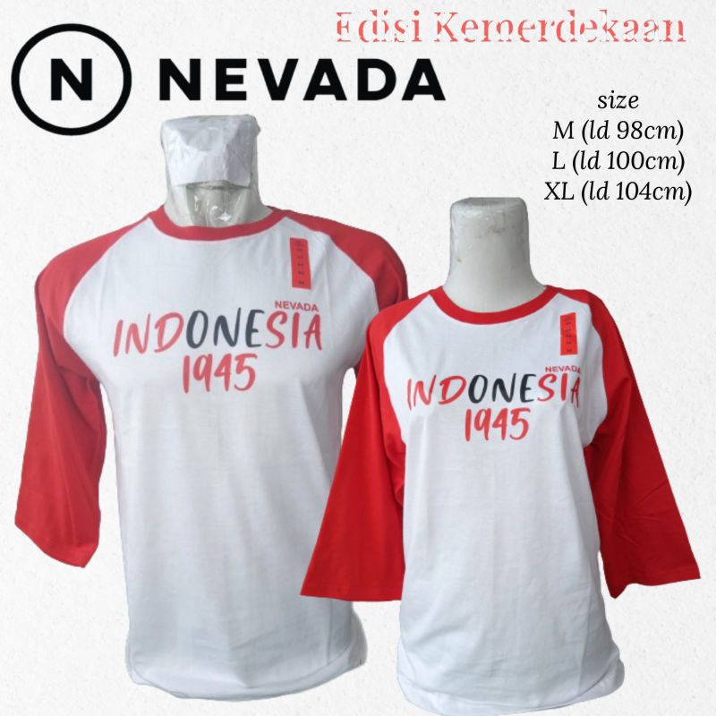 Jual Kaos Raglan Nevada Cowok Cewek Dewasa - Kaos Kemerdekaan Merah ...