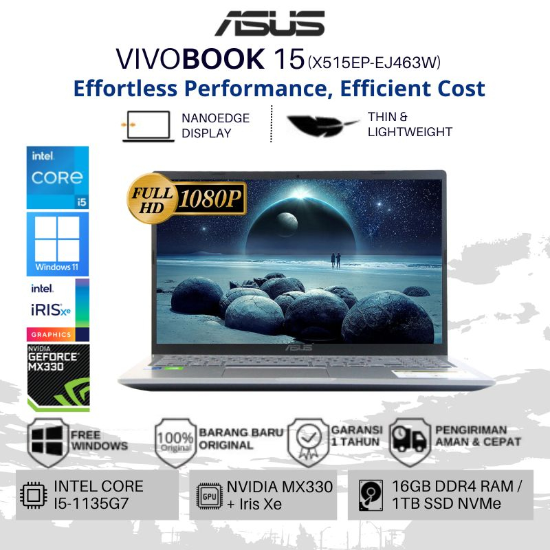 Jual Asus VivoBook X515EP EJ463W NVIDIA MX330 2GB Core i5 1135G7 RAM ...
