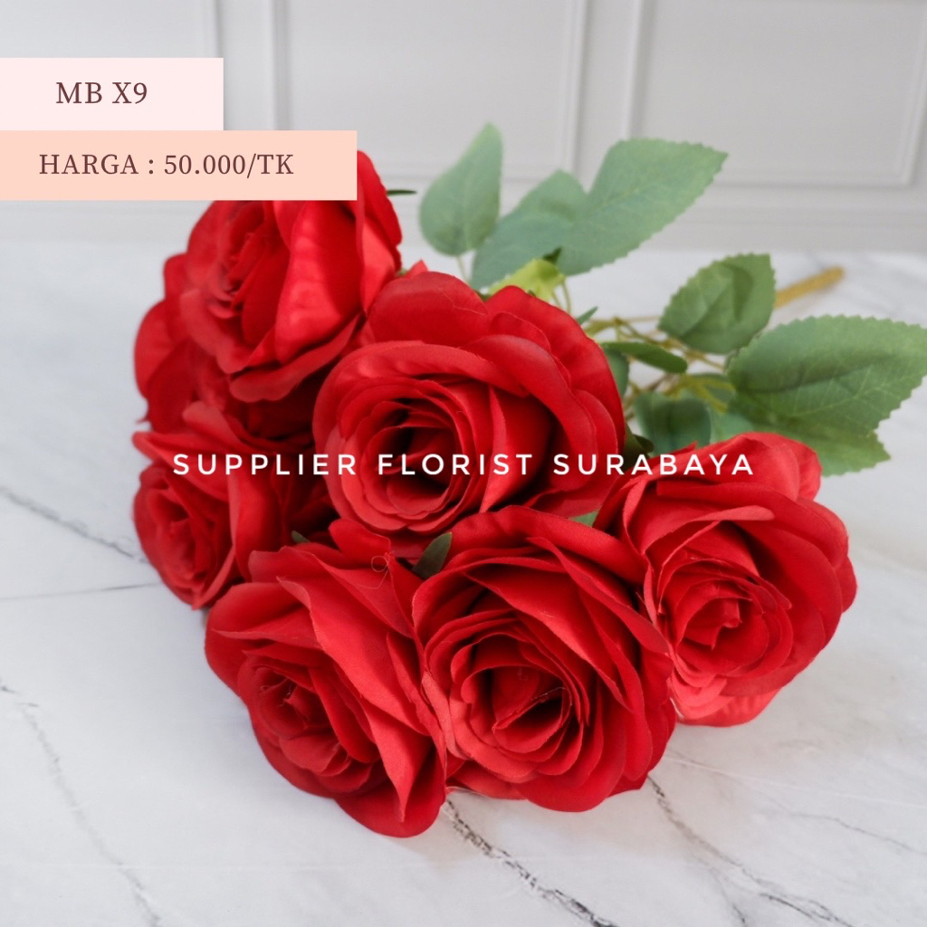 Jual [9 KEPALA] MB MAWAR X9 BUNGA PALSU MAWAR HOLLAND PREMIUM ...