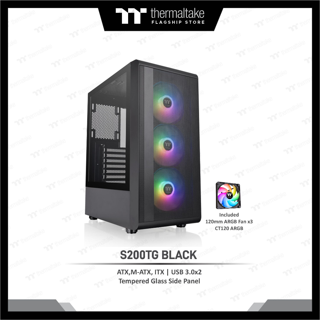 Jual Casing PC Thermaltake S200 TG ARGB Mid Tower Chassis CA-1X2-00M1WN ...