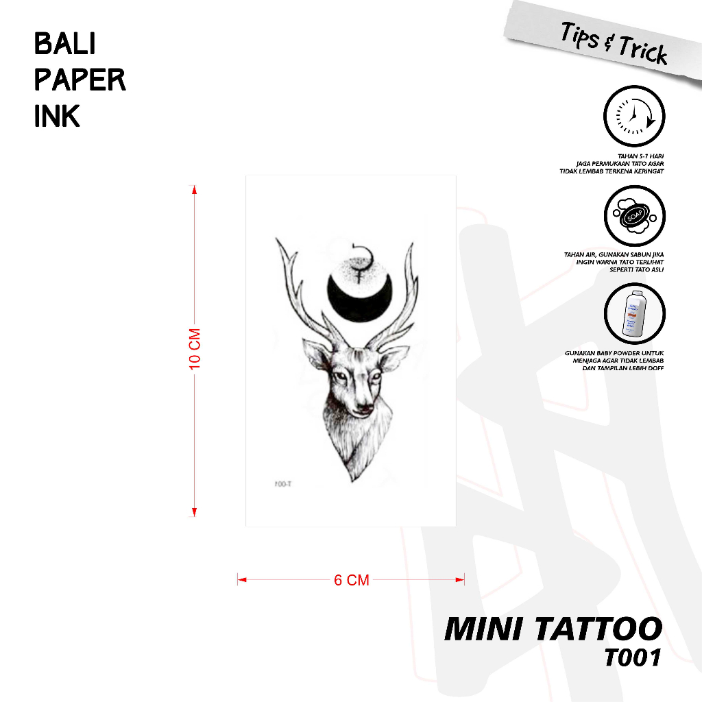 Jual Bali Paper Ink T001 Rusa Tatto Temporary Basic Tato Temporer Mini ...