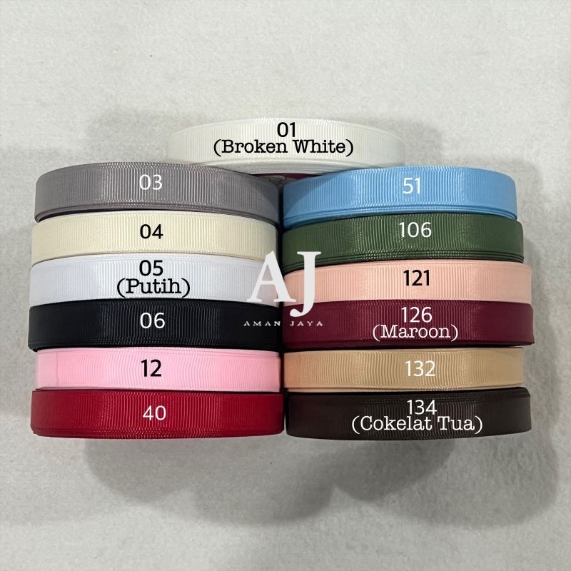 Jual Pita Grossgrain 1/2 Inch / 1,25 cm / Pita Salur / Pita Grosgrain ...