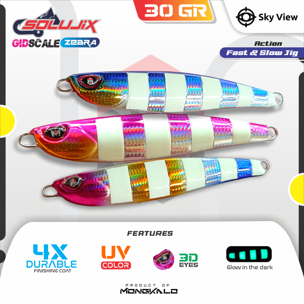 Jual Umpan Metal Jig 30 gram Mongkalo Solujix GID Zebra Glow In The Dark Umpan Micro Jig 30grm ...
