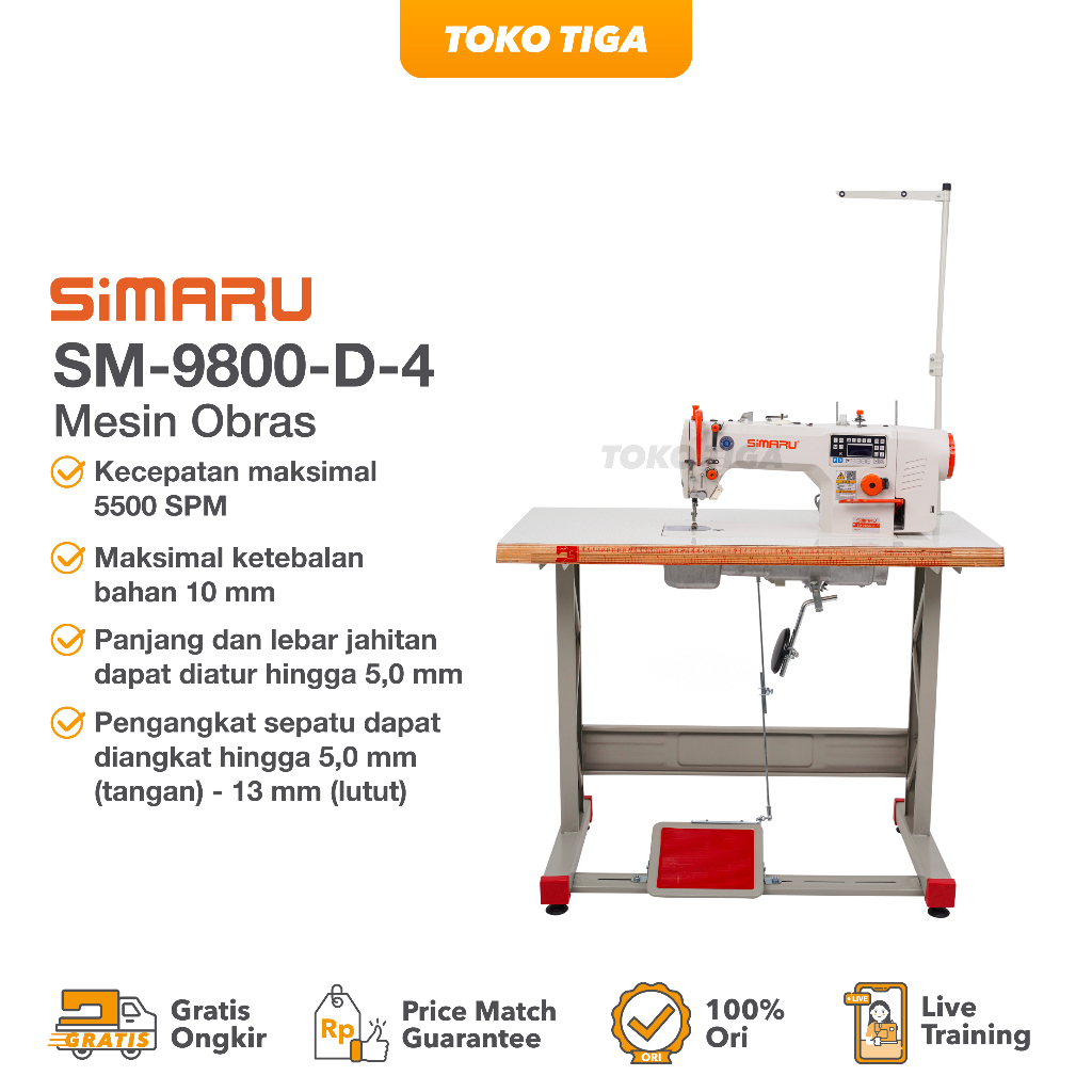 Jual Mesin Jahit SIMARU SM 9800D-4 Jarum 1 Potong Benang Auto Direct ...