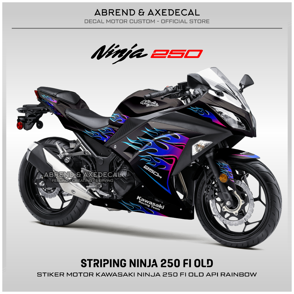 Jual STRIPING NINJA 250 FI OLD GRAFIS API RAINBOW / STIKER MOTOR ...