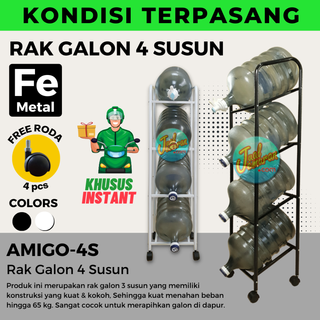 Jual TERPASANG Rak Galon Air Minum Besi 4 Susun / Rak Galon Air Mineral ...