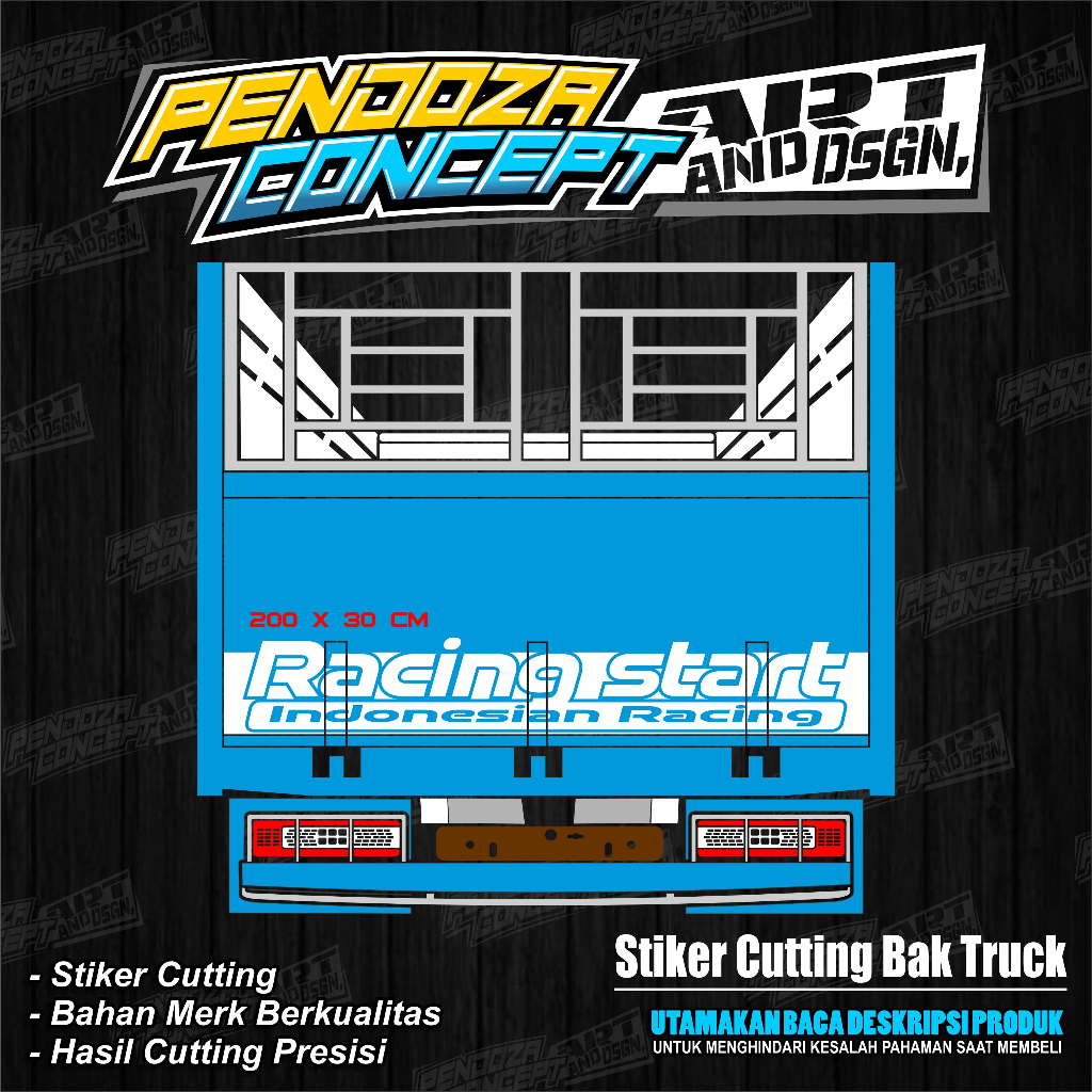 Jual stiker bak belakang truk racing start indonesia racing stiker ...