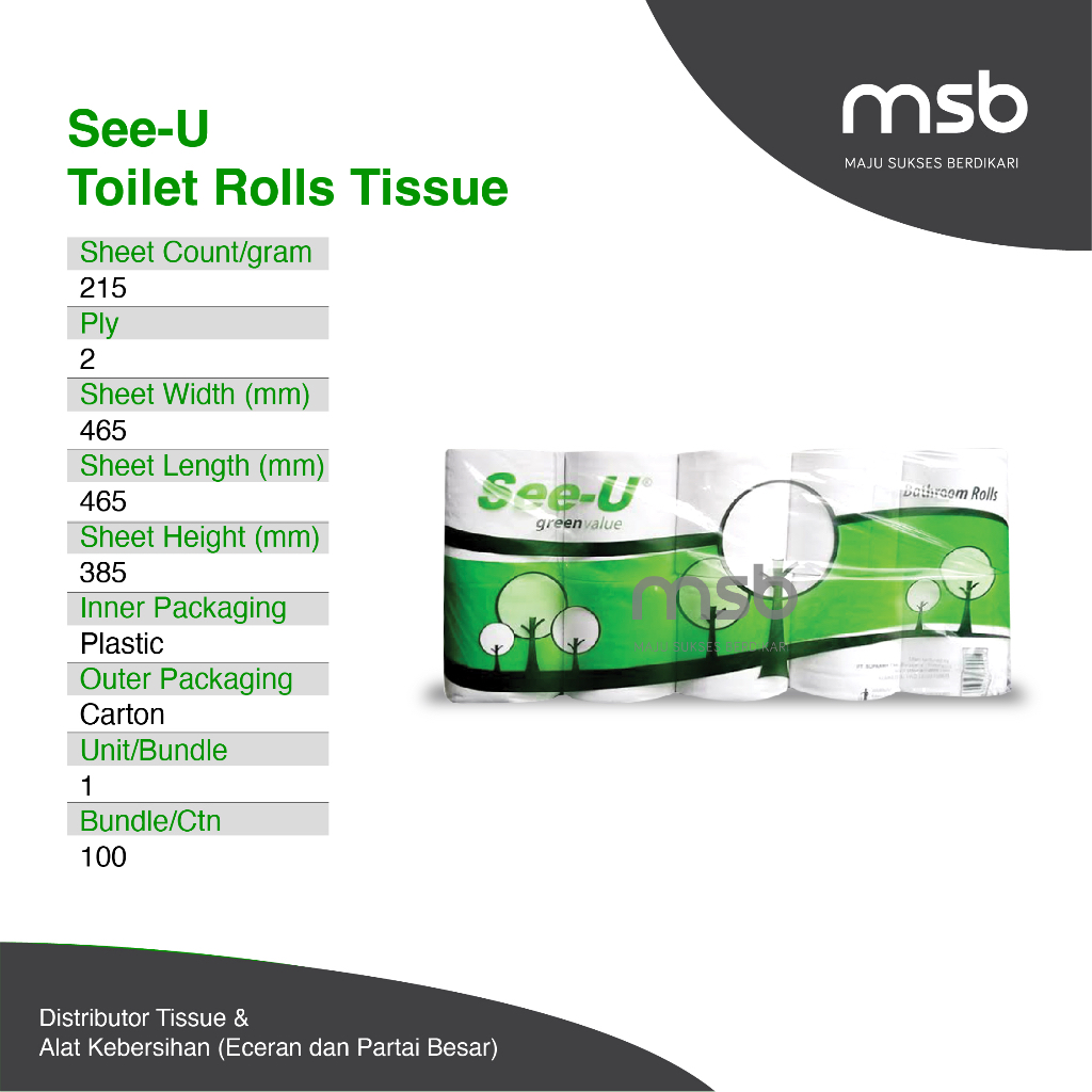 Jual Tissue See-U Toilet Roll - ( 1 Dus 100 roll ) | Shopee Indonesia